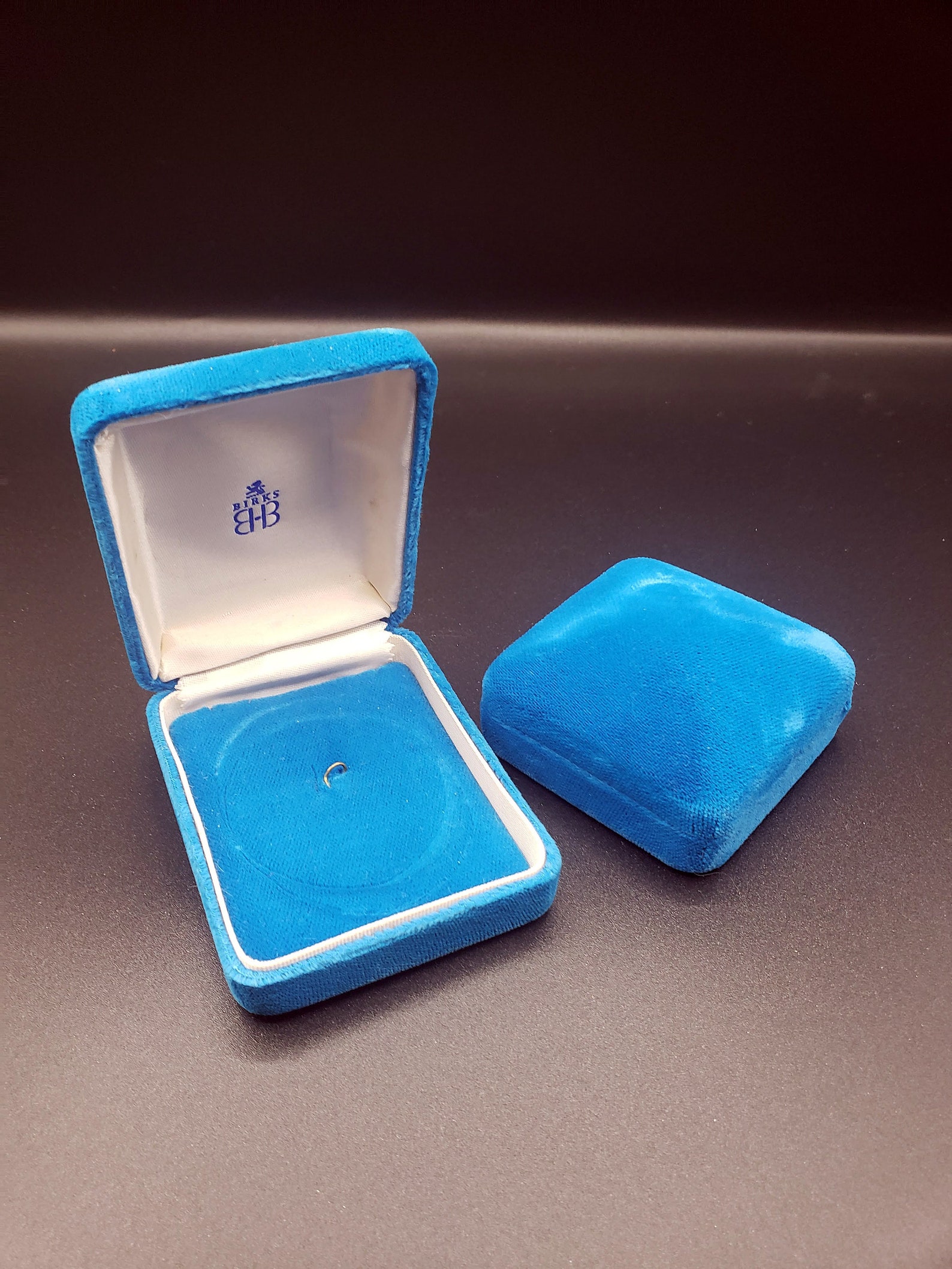 Vintage BIRKS BLUE BOX Velvet Jewelry Boxes / Set of Two Vintage Birks ...