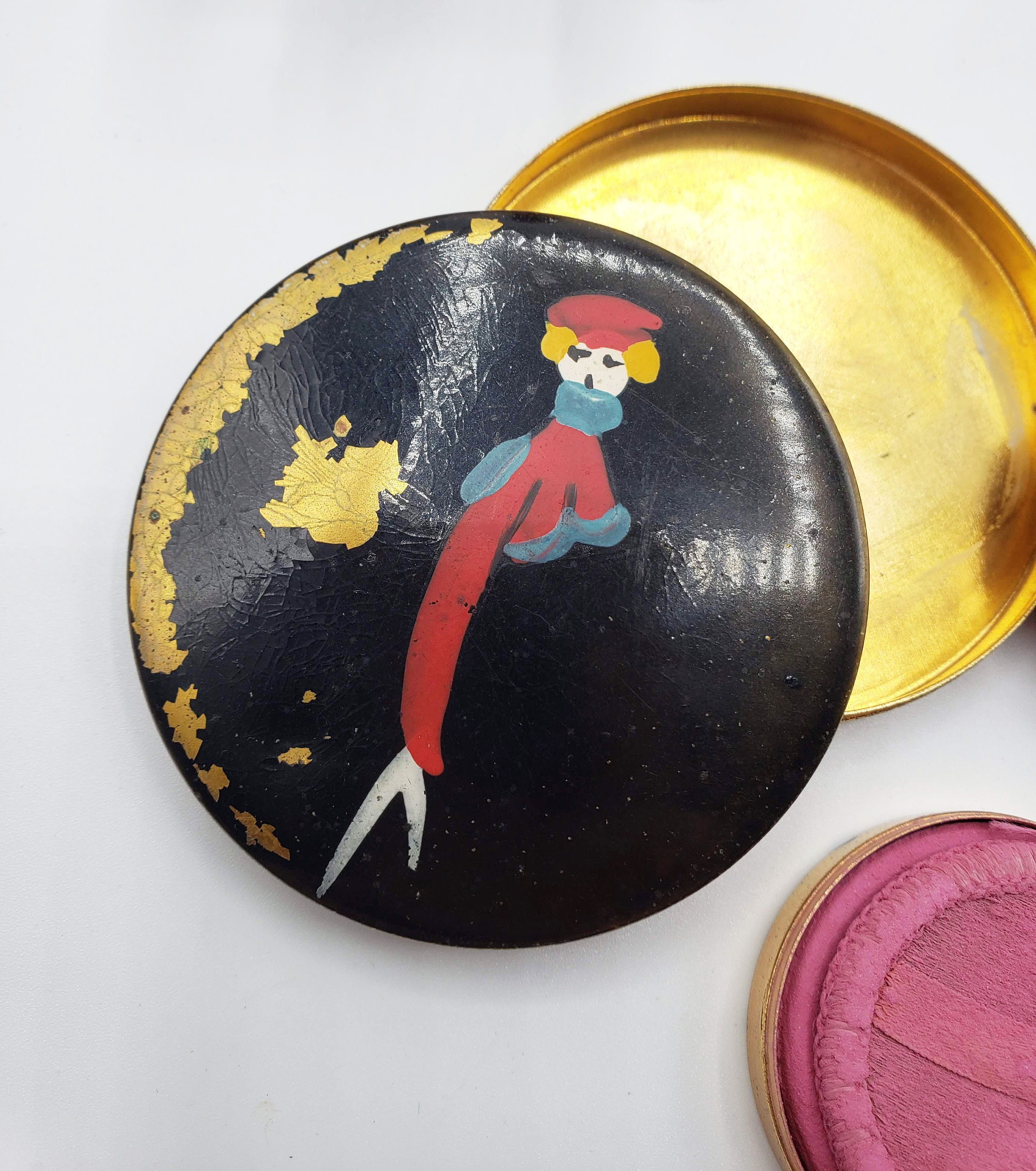 Lot of Two DECO Powder / Rouge Metal Compacts / Containers / REICH-ASH ...