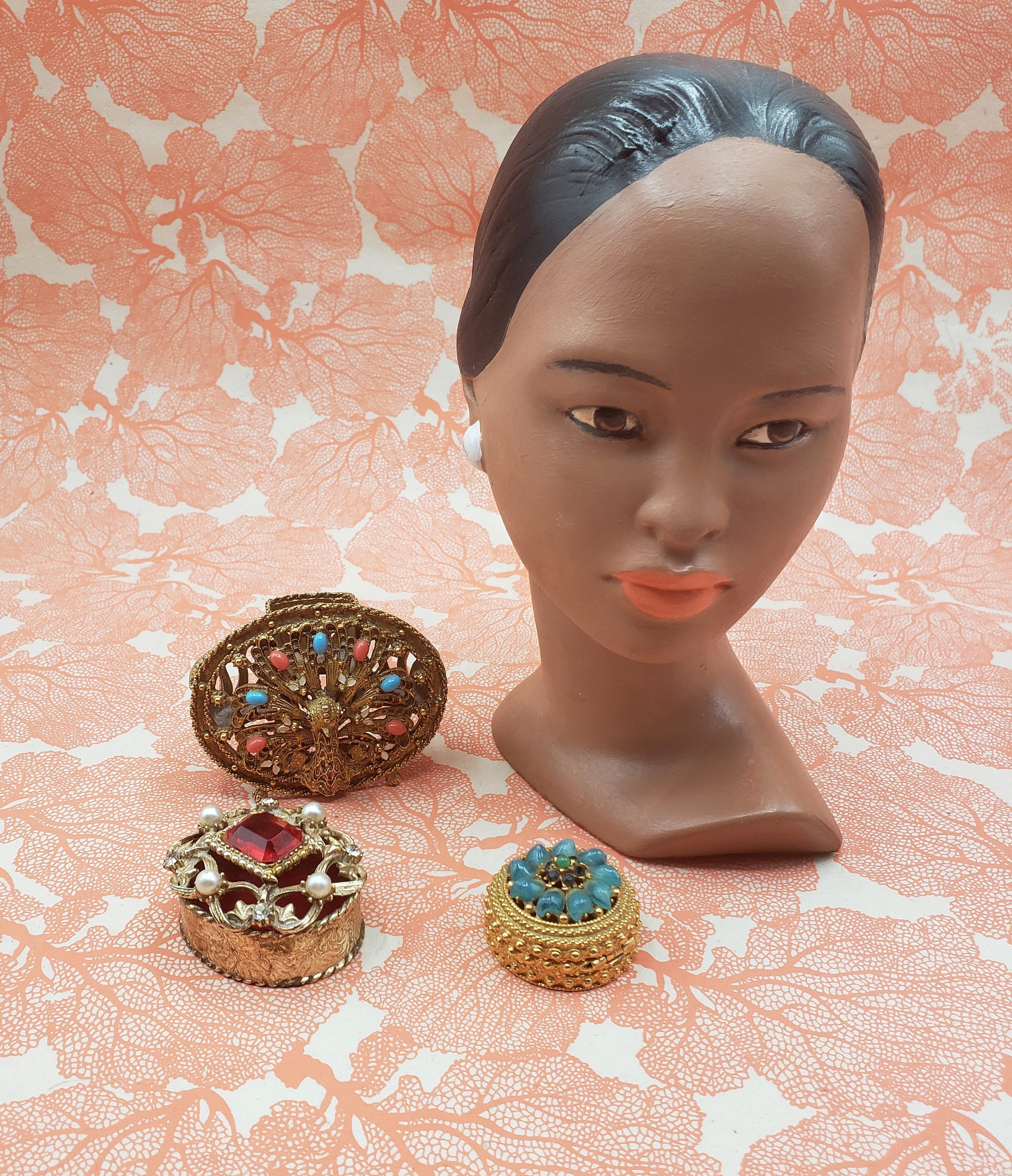 Group of 3 FLORENZA Jewelled Boxes / Florenza Trinket Box, Snuff Box ...