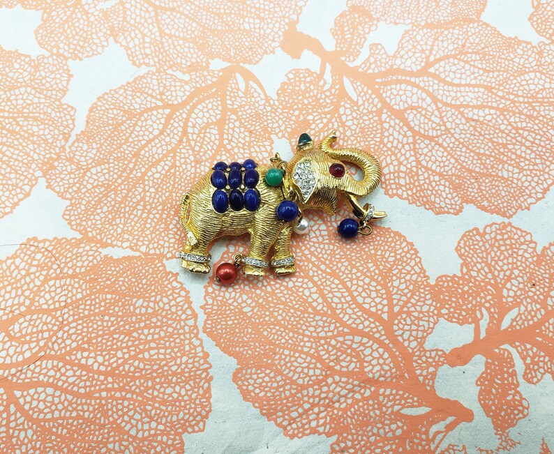 Vintage Rare Signed CARLYLE ELEPHANT Pin / Brooch KJL Style / - Etsy