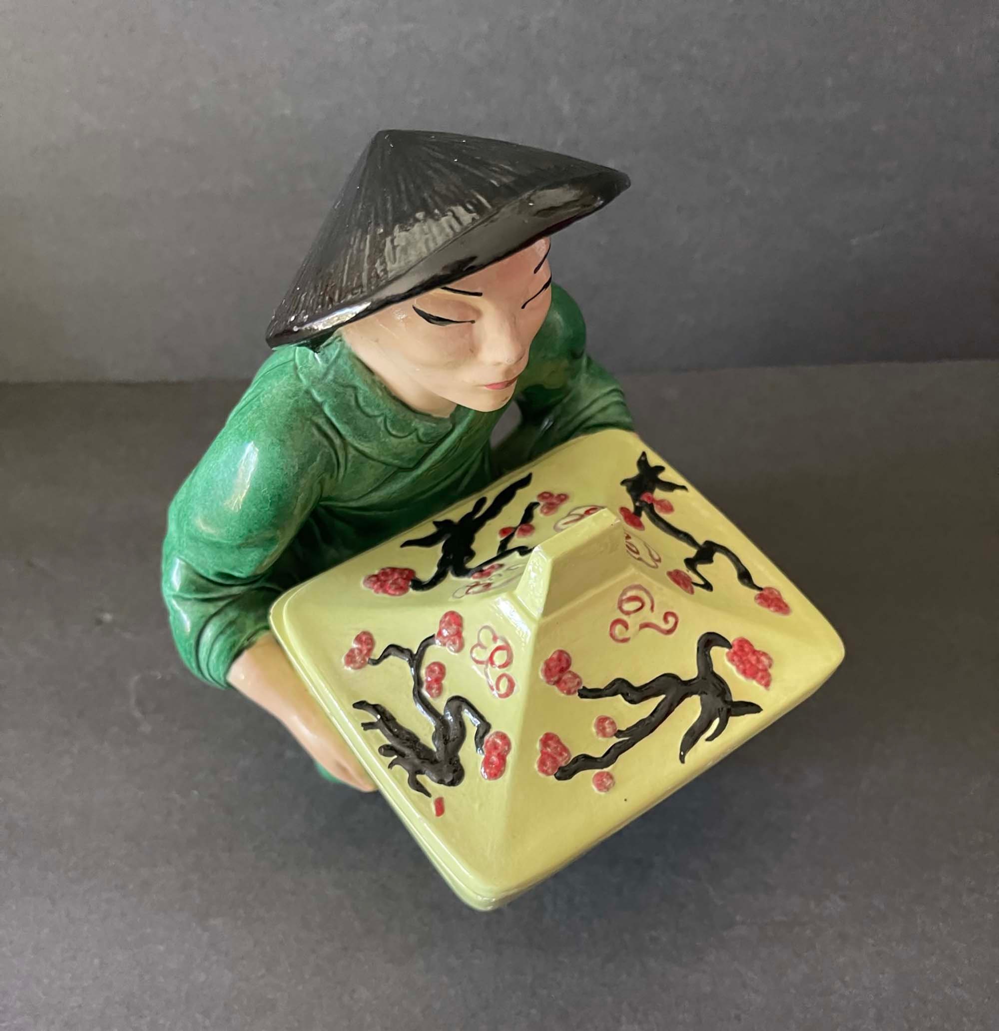 Vintage Porcelain Man Holding a Box With Lid / Trinket Box | Etsy