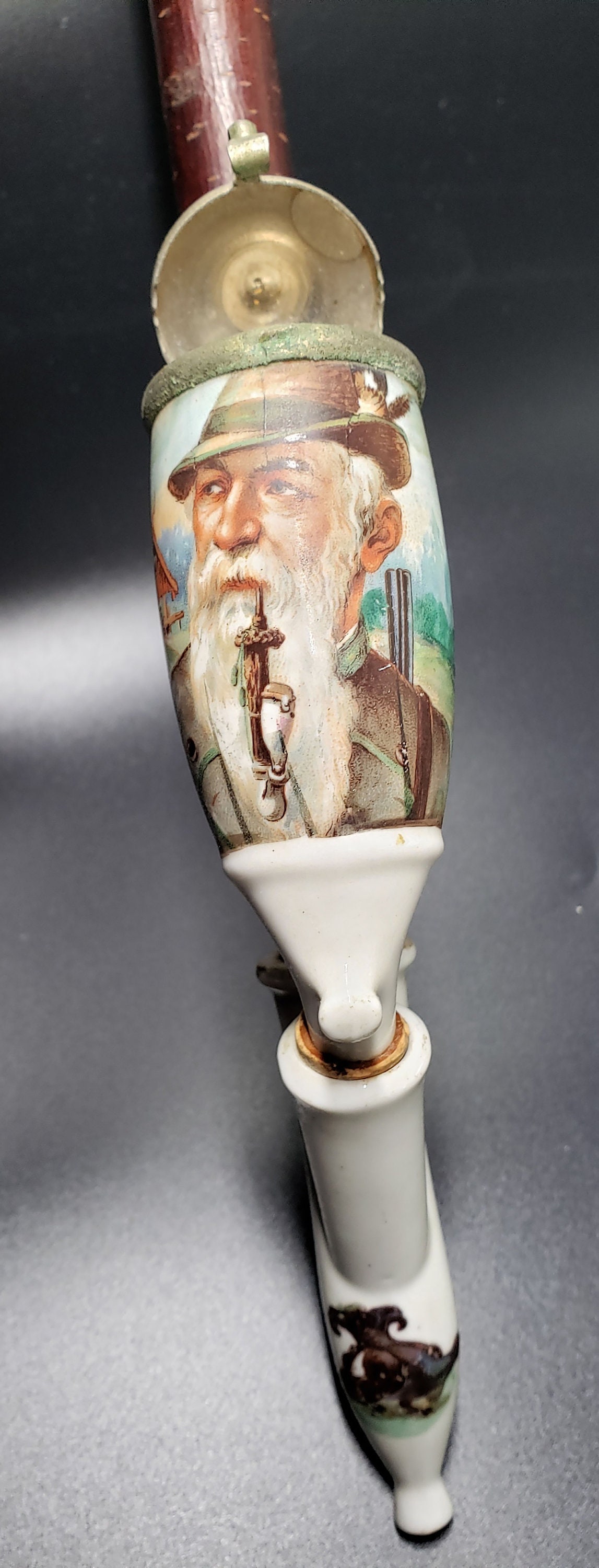 Antique German Porcelain Tobacco Pipe: Hand-painted Hunter Scene - Etsy
