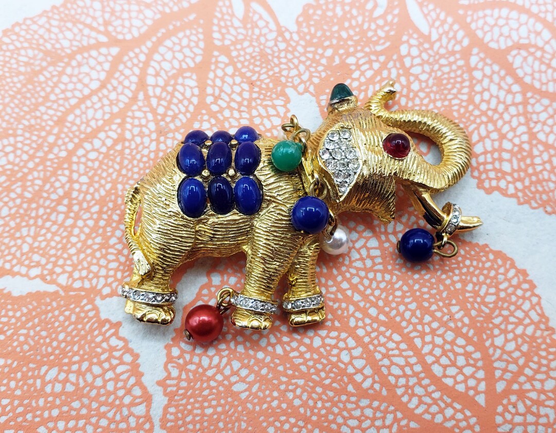 Vintage Rare Signed CARLYLE ELEPHANT Pin / Brooch KJL Style / With ...