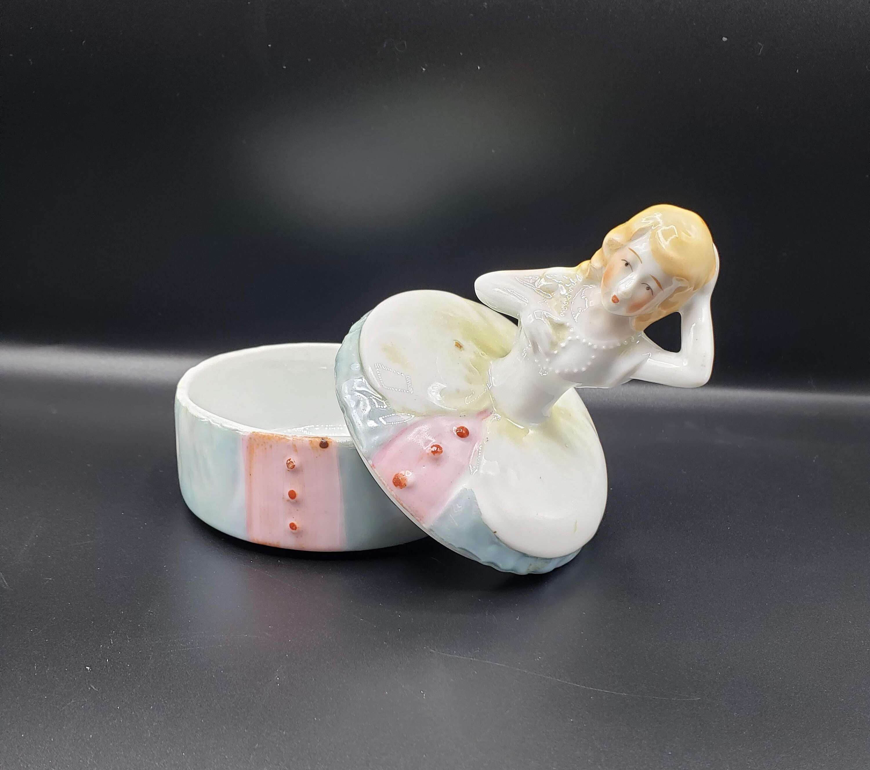 RISQUE Victorian Girl Powder Box / Dresser Box / Jar in - Etsy