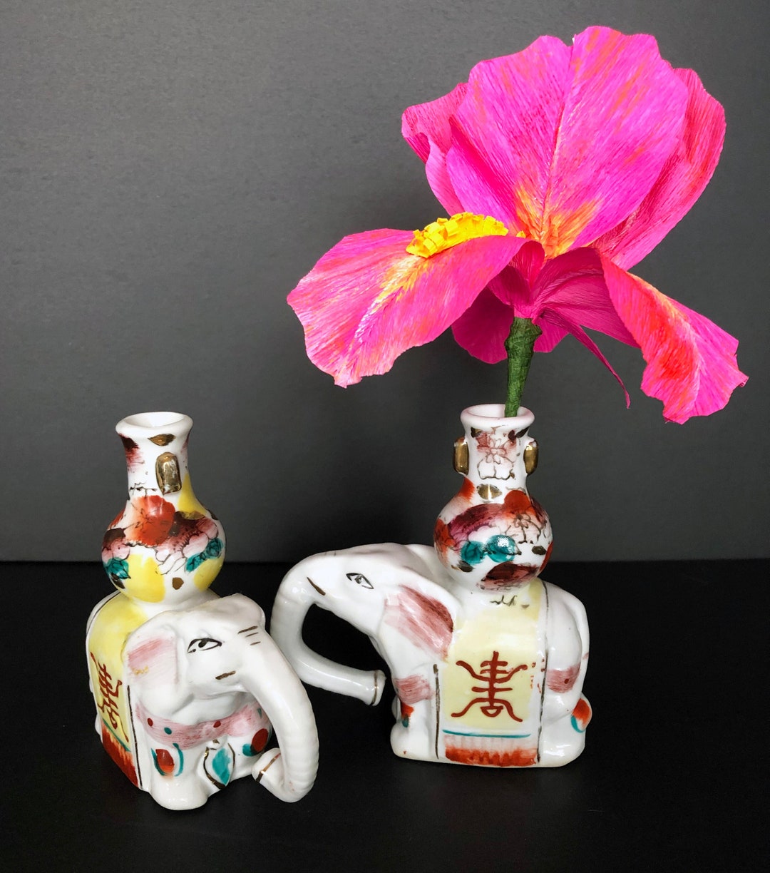 Very Rare Small Elephant Vase Incense/ Bud or Flower Holder Porcelain ...