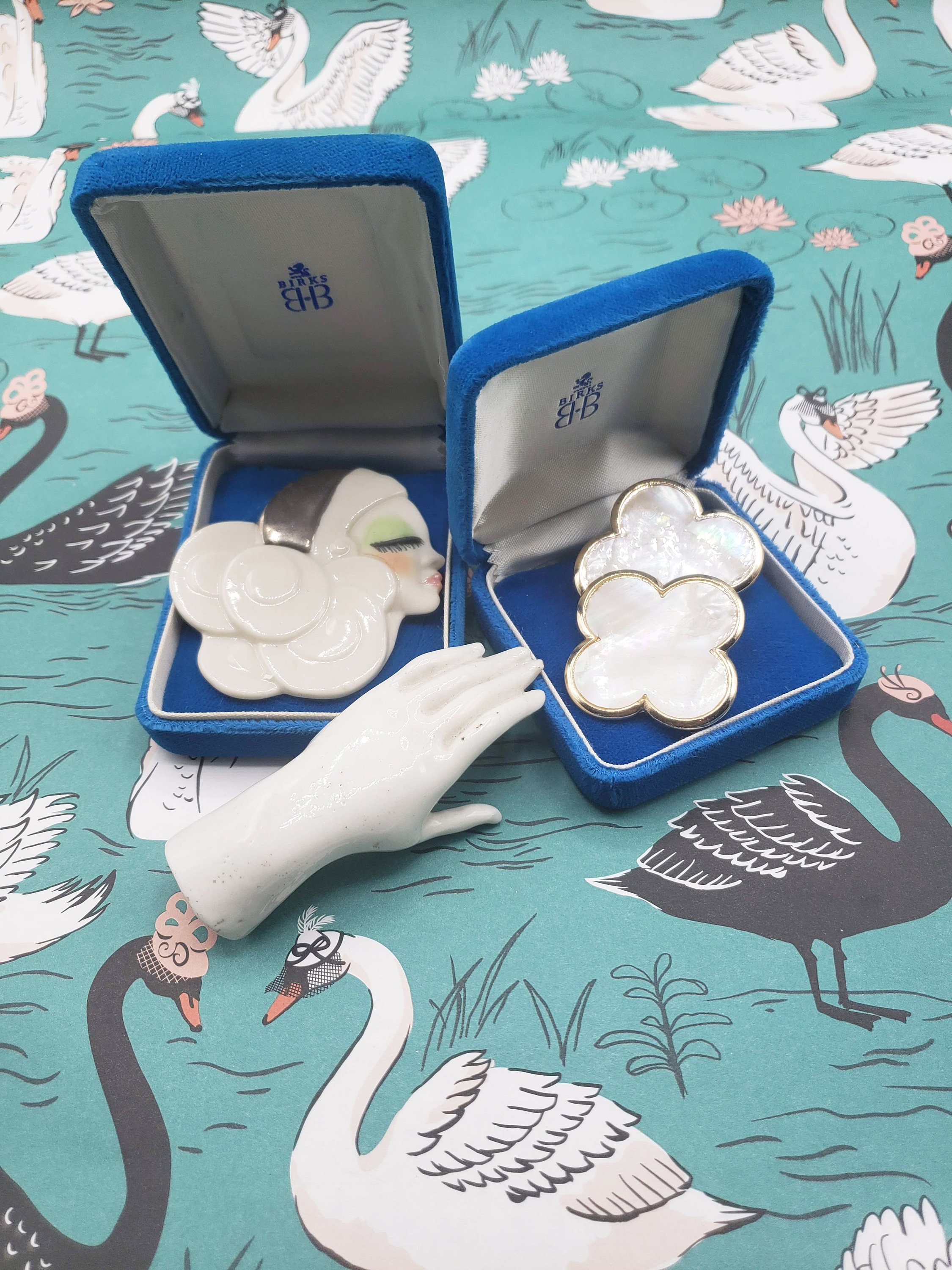 Vintage BIRKS BLUE BOX Velvet Jewelry Boxes / Set of Two Vintage Birks ...