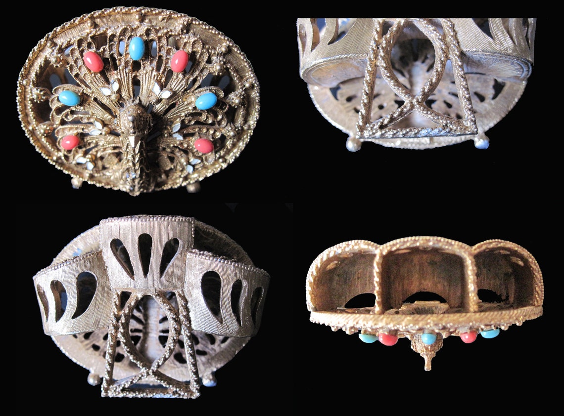 Group of 3 FLORENZA Jewelled Boxes / Florenza Trinket Box, Snuff Box ...