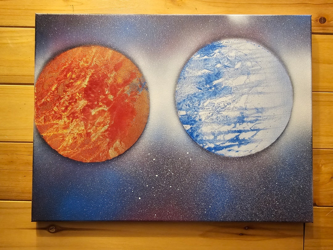 Fire and Ice Spray Paint Planets - Etsy