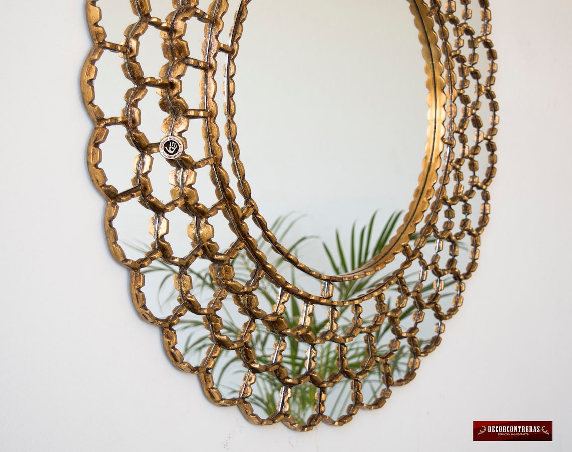 Large Gold Round Wall Mirror 31.5 From Peru Gold Leaf - Etsy