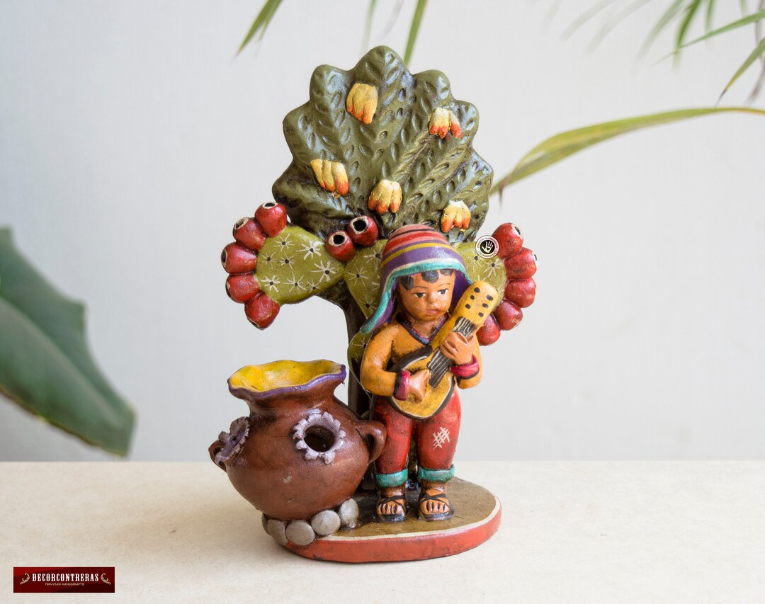 Hand Painted Pottery Sculpture "andean Music" From Peru, Folk Art ...
