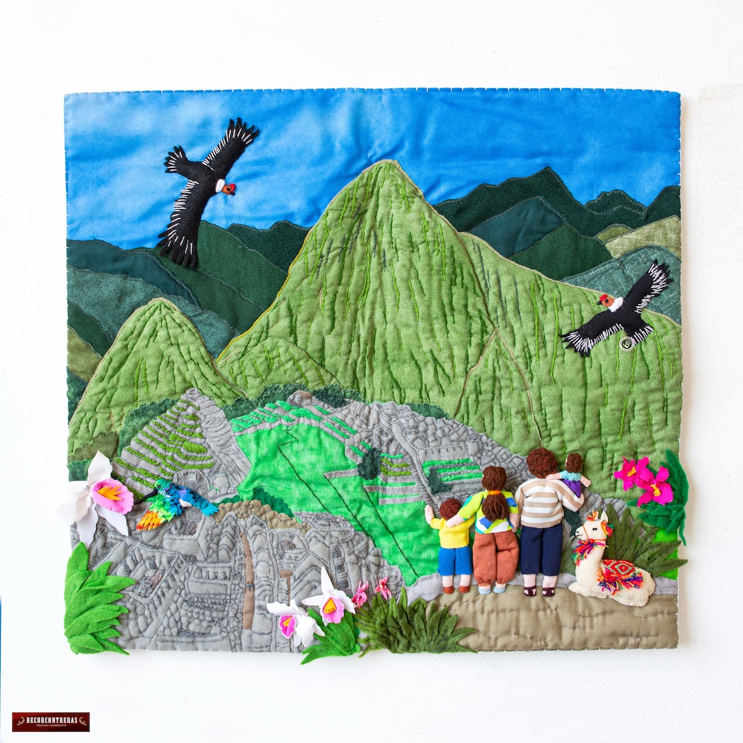 Handmade Machu Picchu Quilted Wall Hangings | Peruvian Arpillera Folk ...