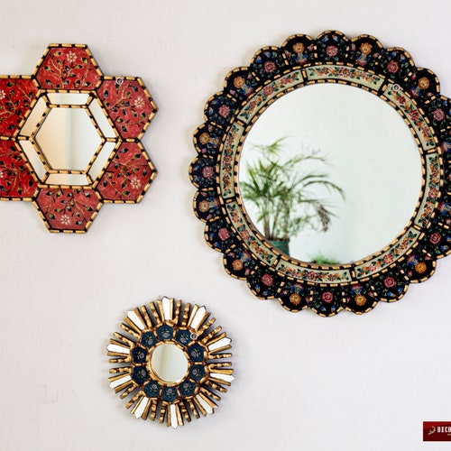 Small Accent Wall Mirror Set of 3 Decorative Vintage Mirrors - Etsy