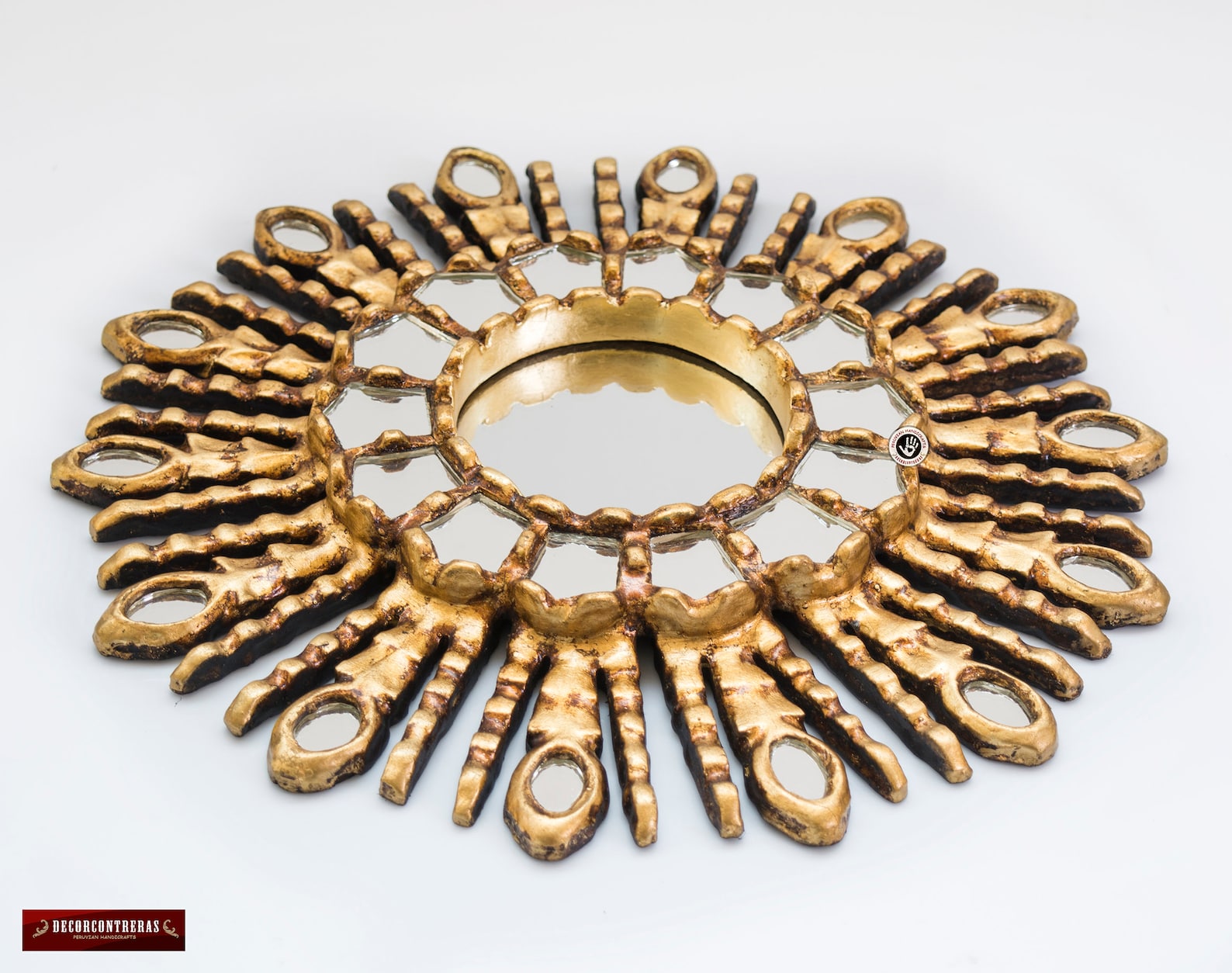 Small Decorative Round Mirror 11.8 Handcarved wood Sun | Etsy