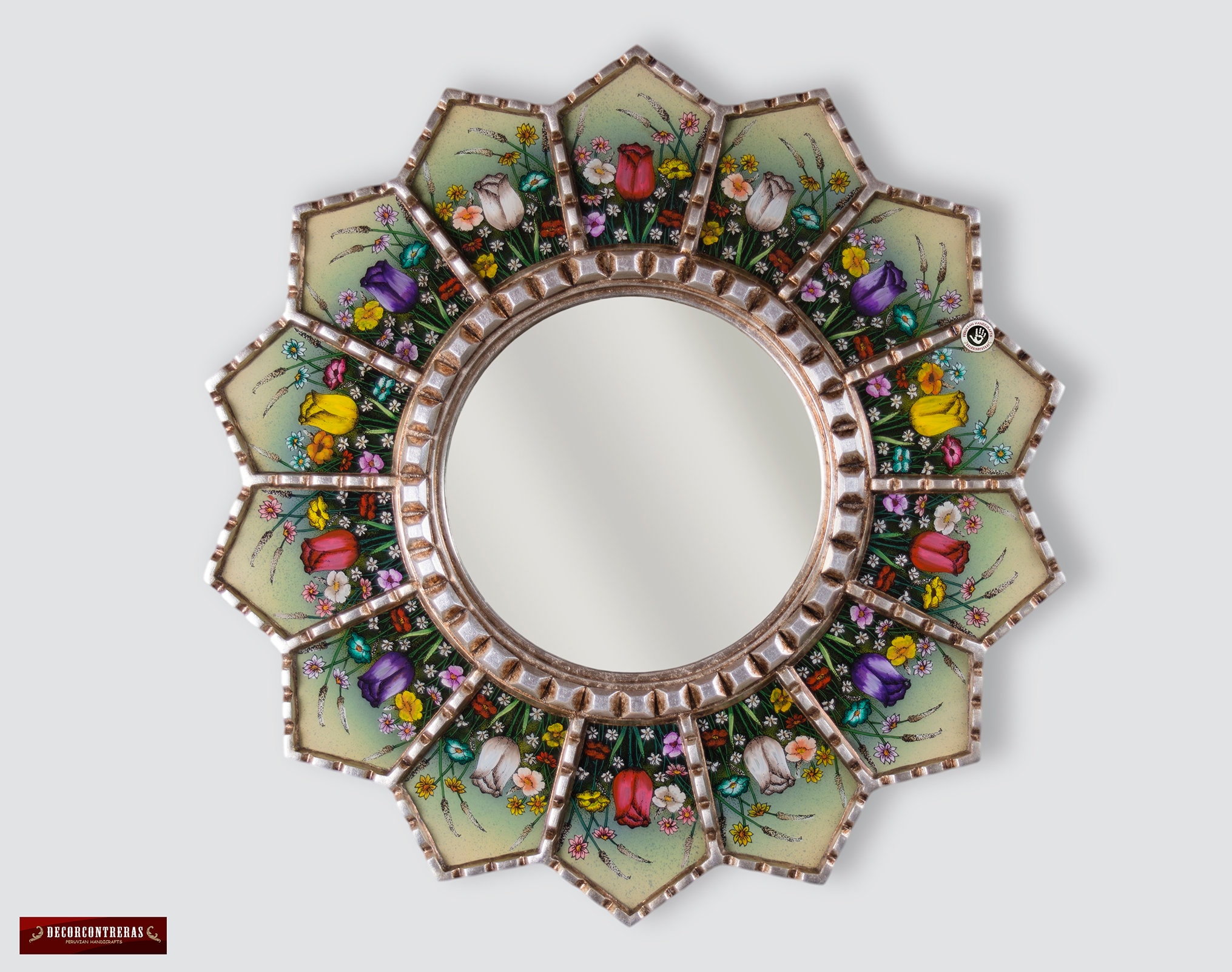 Sunflower Mirror Wall Art 23.6", Peruvian Luxury Round Mirror, Painting ...