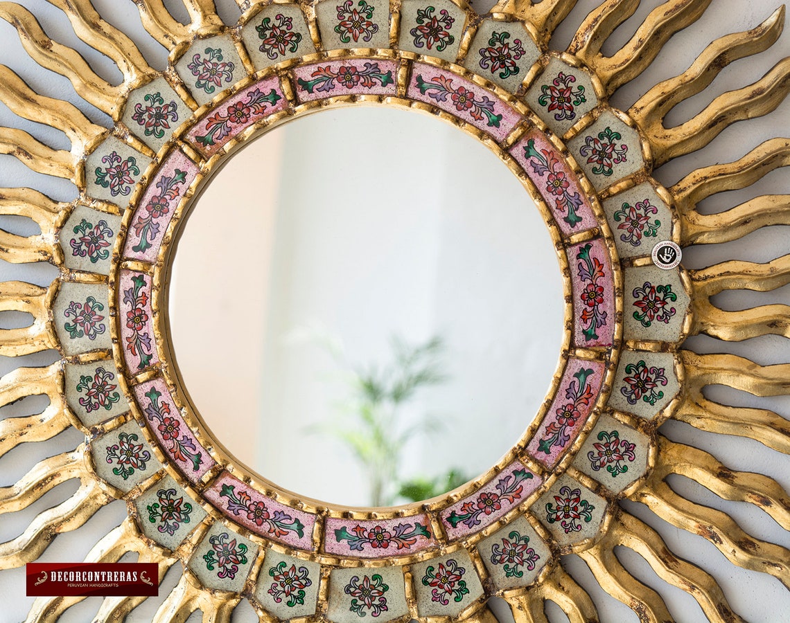 Peruvian Sunburst Wall Mirror 23.6 Vintage Mirror for | Etsy