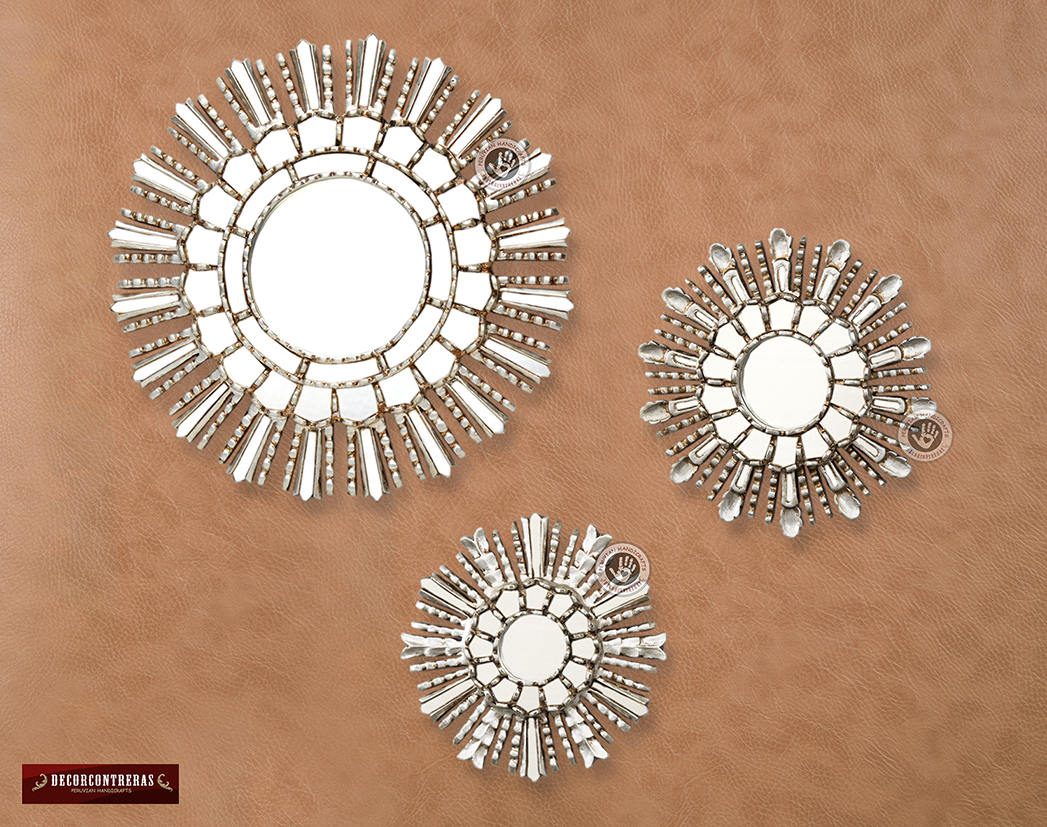 Silver Sunburst Wall Mirrors Set 3 'silver Rays' - Etsy