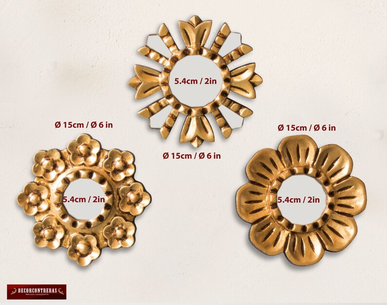 Small Sunburst Mirror Set 3 gold Sun Hand-carved - Etsy