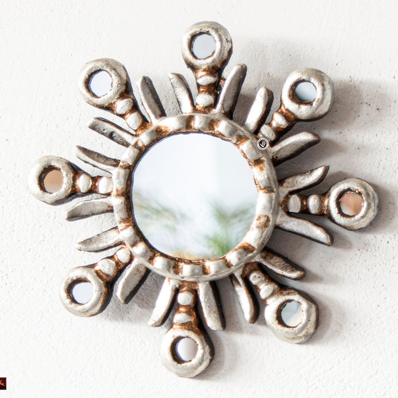 Round Hand Carved Mirror - Etsy