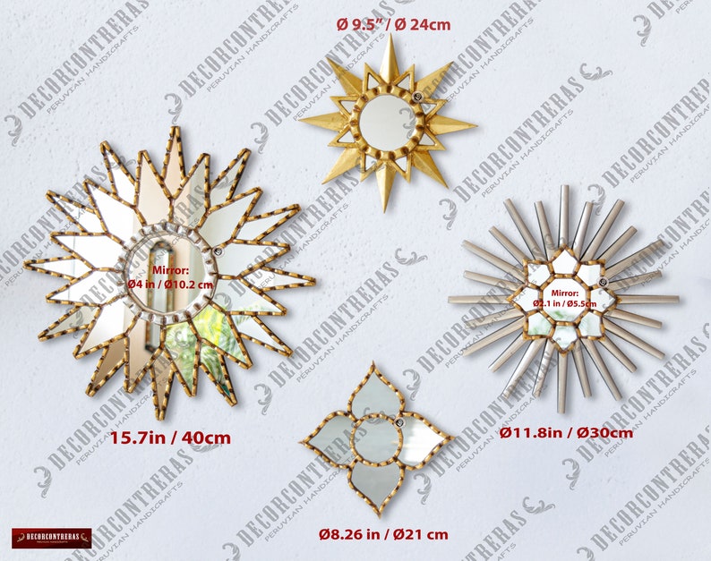 Decorative Gold Sunburst Mirror Set 4 Accent Silver Wall Star - Etsy