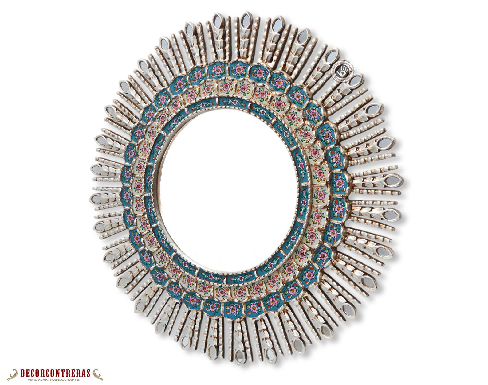 Decorative Silver Round Mirror 30inch 'mistical | Etsy