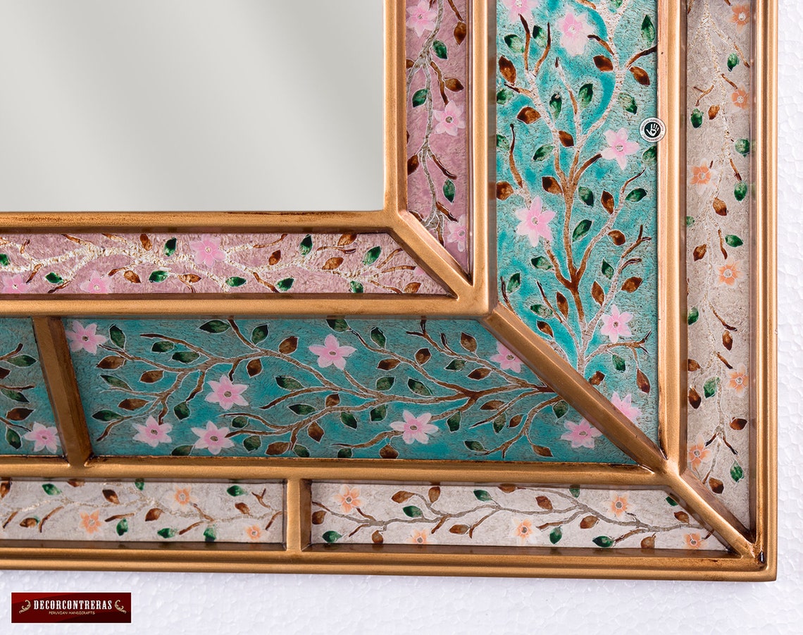 Rectangular Wall Accent Mirror Turquoise Mirror for Wall - Etsy