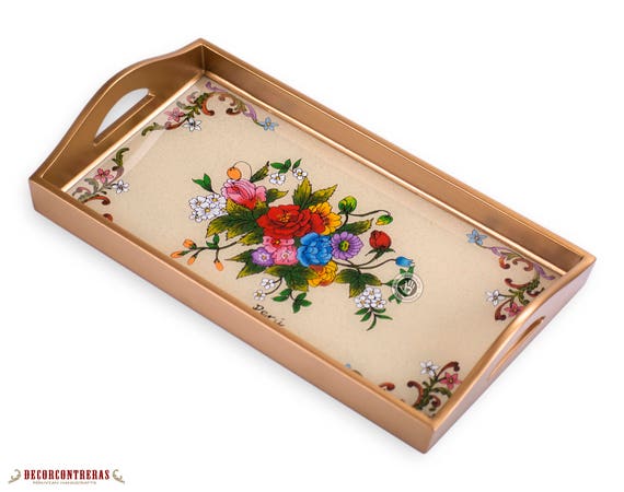 Dining & Serving Spring Flowers Decorative Serving Tray with handles ...