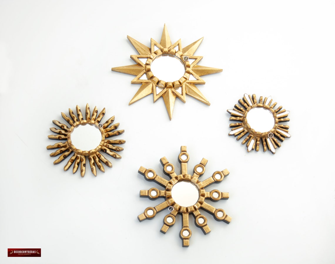 Peruvian Sunburst Mirror Gold Set 4 Starburst Gold Leaf | Etsy