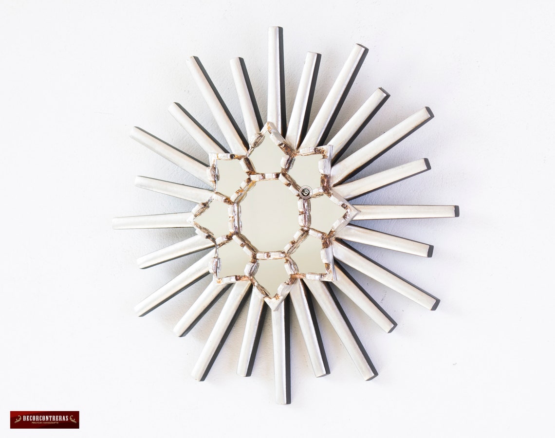 Silver Sunburst Mirror 11.8 for wall decorative Accent | Etsy