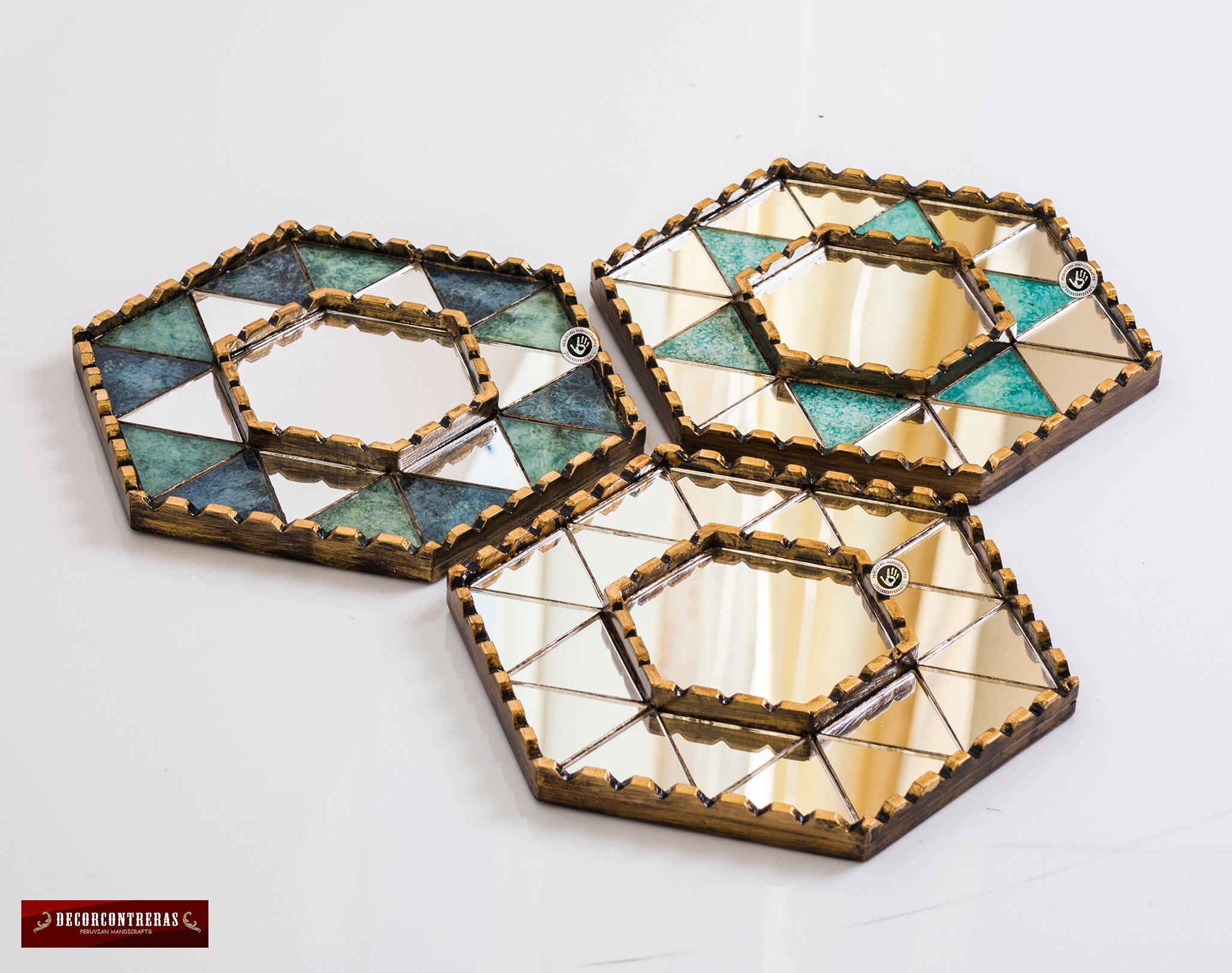 Handmade Star of David Wall Mirror set 3 Painted glass Star | Etsy