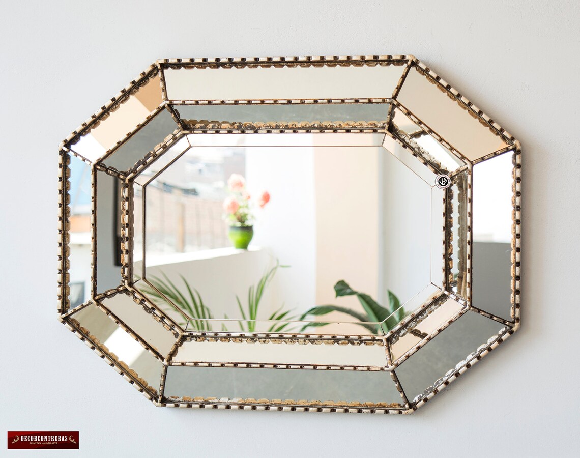 Silver Large Accent Mirror Wall Decor 'peru Luxury' | Etsy