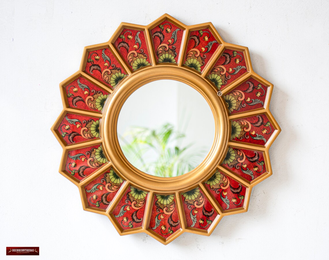 Decorative Red Round Mirror 18.5 for Wall Home Decor - Etsy