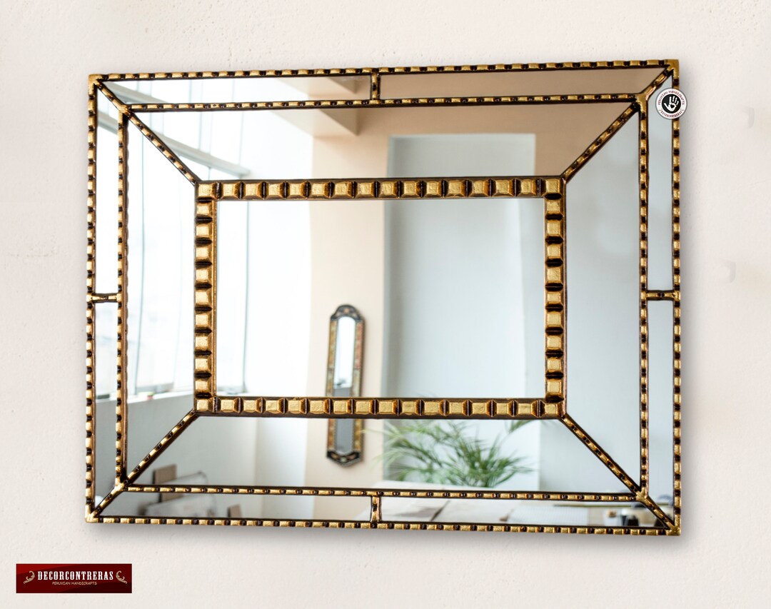 Gold Accent Mirror Wall Decor 'golden Blaze', Peruvian Wall Mirror for ...