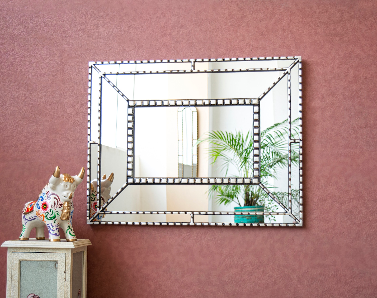 Silver Hanging Mirror Home Wall Decor Modern Silver Living | Etsy