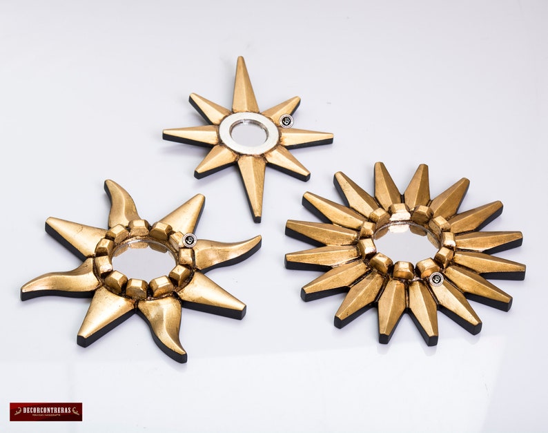 Small Gold Sunburst Mirror Set 3 golden Stars - Etsy