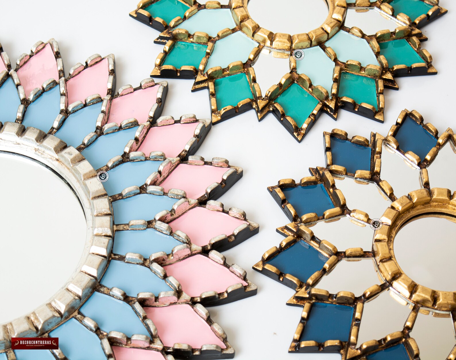 Accent Mandala Mirror Wall set of 3 Peruvian Painted Glass | Etsy