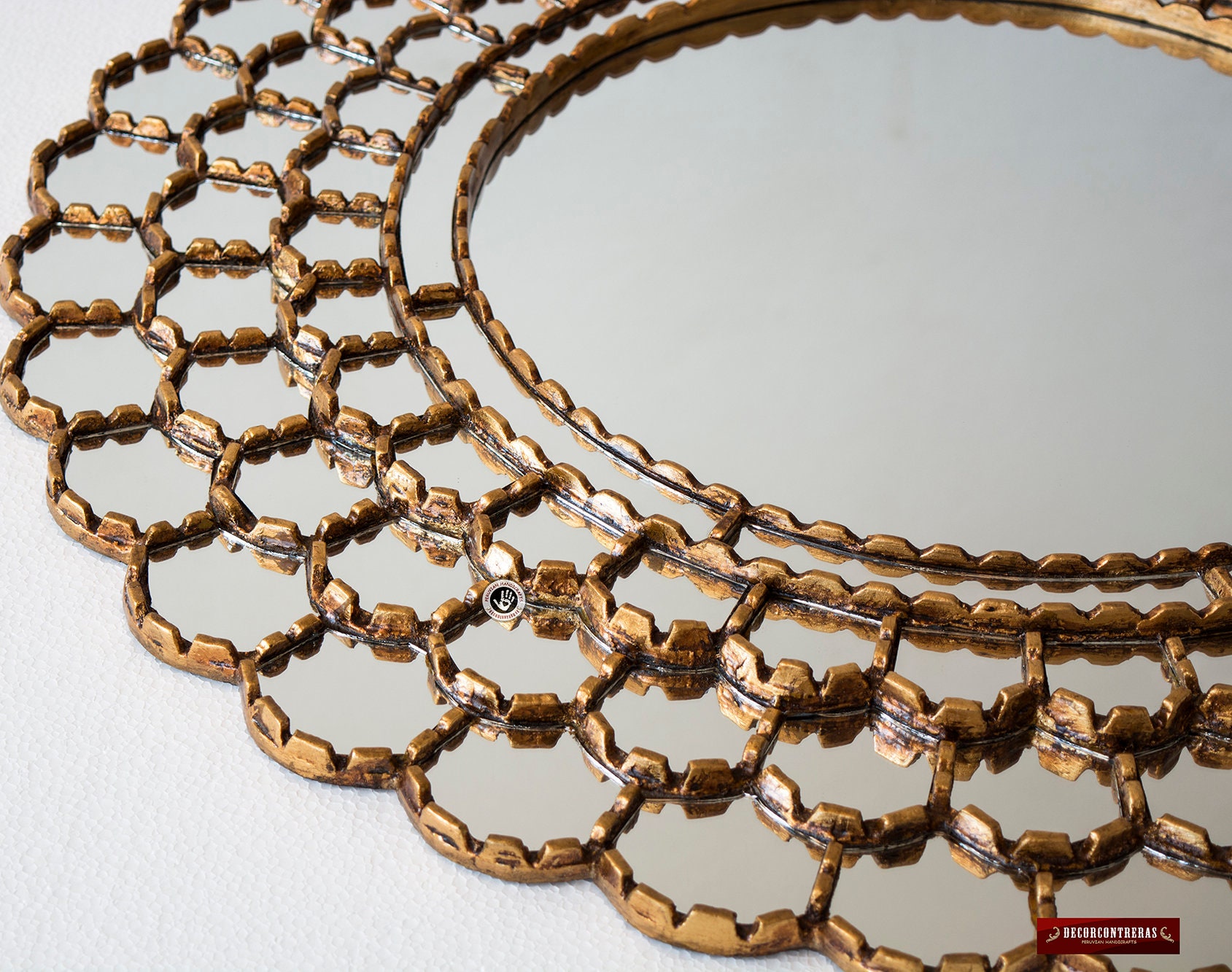 Large Gold Round Wall Mirror 31.5 From Peru Gold Leaf | Etsy