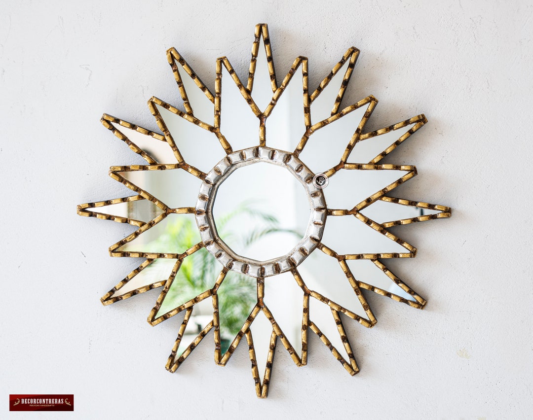 Gold Star Wall Mirror 15.7" From Peru, Accent Round Mirror Wall Decor ...