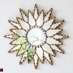 Gold Star Wall Mirror 15.7" From Peru, Accent Round Mirror Wall Decor ...