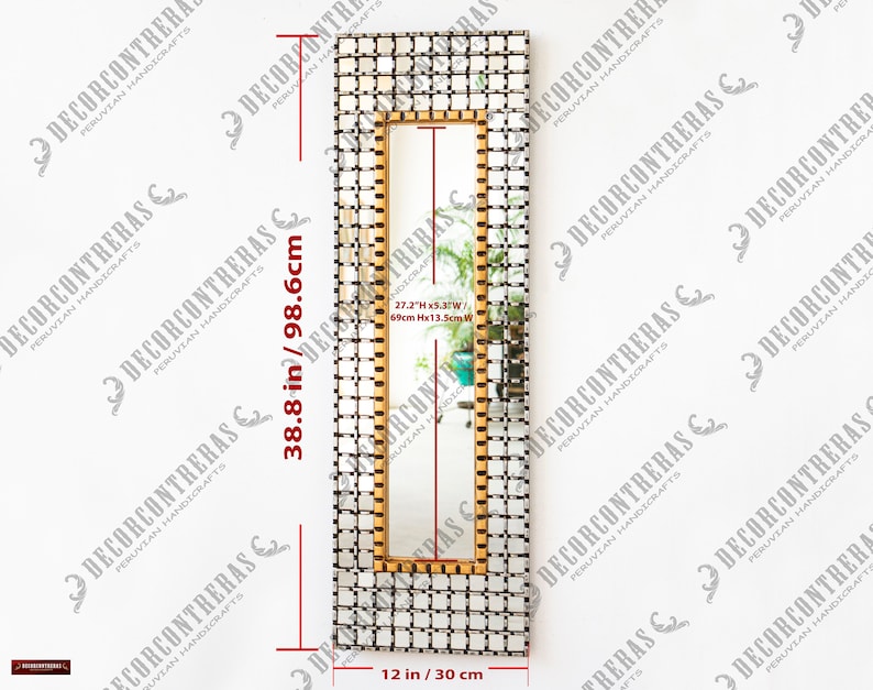 Large Narrow Wall Hanging Mirror Home Decor Peruvian Silver - Etsy