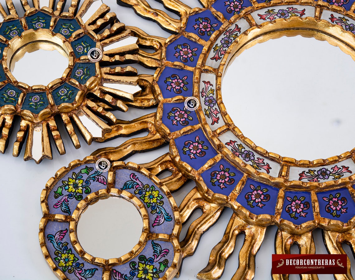 Accent Sunburst Wall Mirror Set 3 'sea & Sun' - Etsy