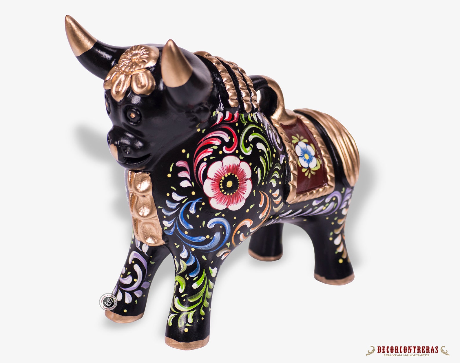 Hand-painted Pucara Bull 8.5" Tall in Ceramic, Peruvian Sculpture ...