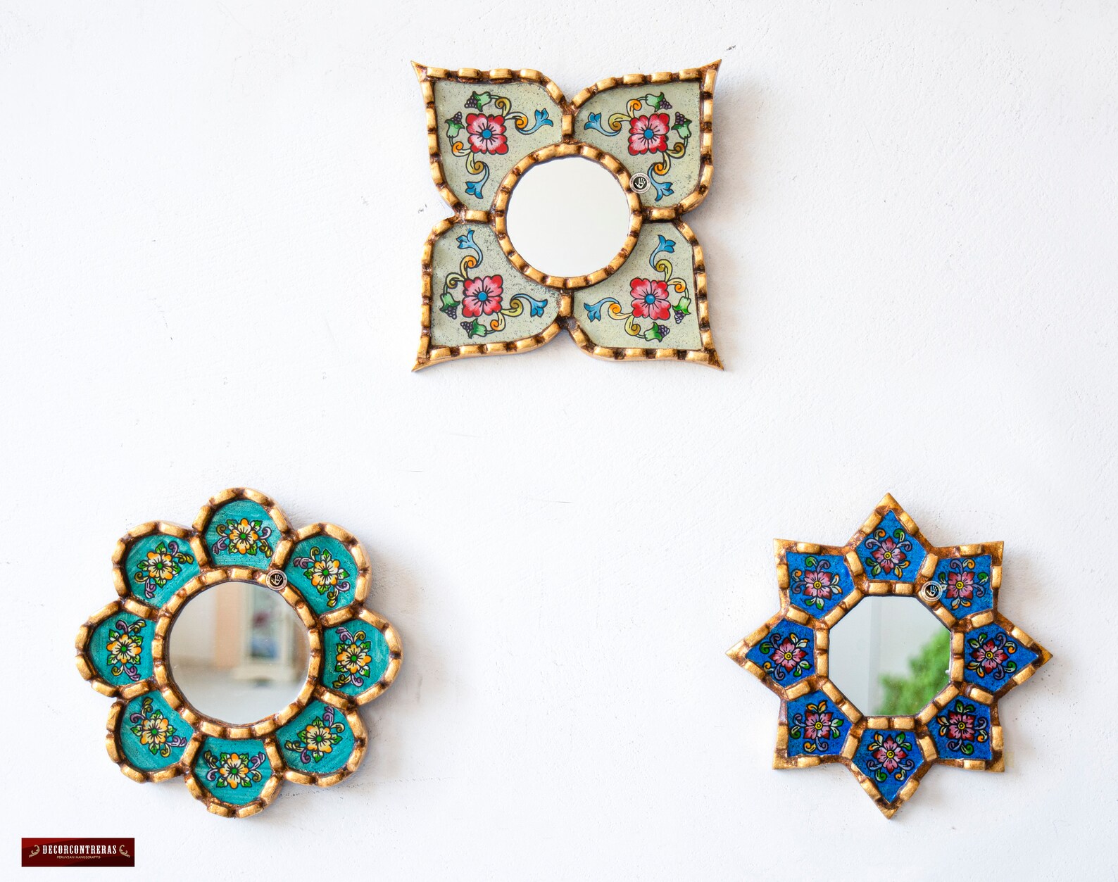 Small Accent Wall Mirror Set 3 Decorative Colorful Mirror of - Etsy