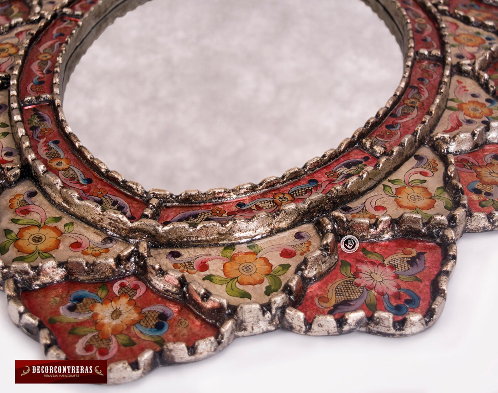 Peruvian Large Oval Wall Mirror delightful Red - Etsy