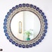 Large Blue Round Mirror for Wall 35.4in "blue Flowers"- Peruvian Accent ...