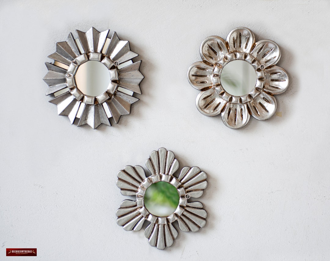 Small Accent Wall Mirror Set 3, Decorative Round Mirror 6" for Room ...