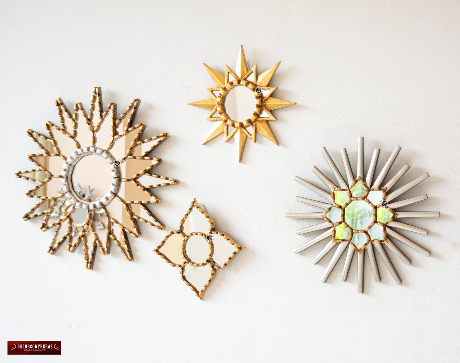 Decorative Gold Sunburst Mirror Set 4 Accent Silver Wall Star - Etsy