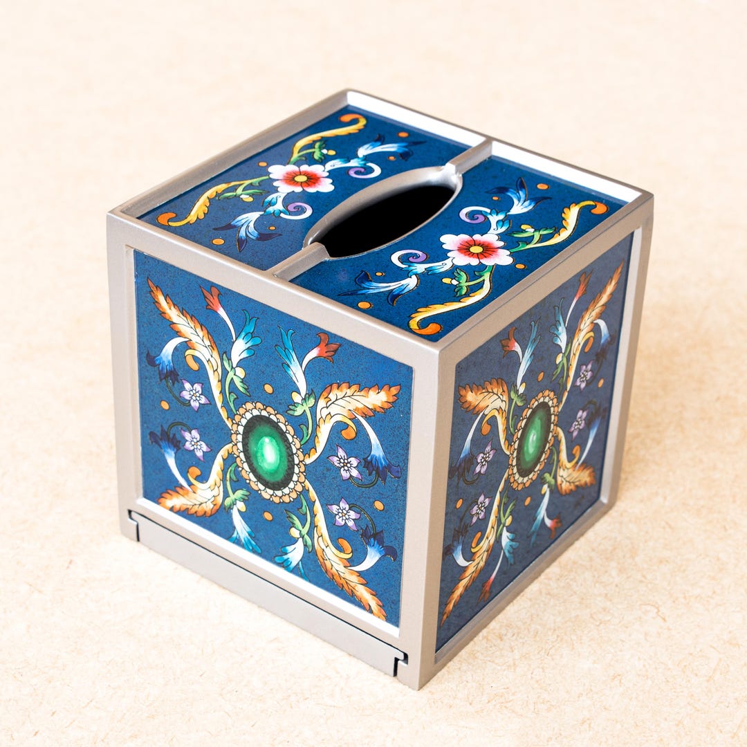 Handmade Blue Tissue Box Cover From Peru | Hand-painted Glass Kleenex ...