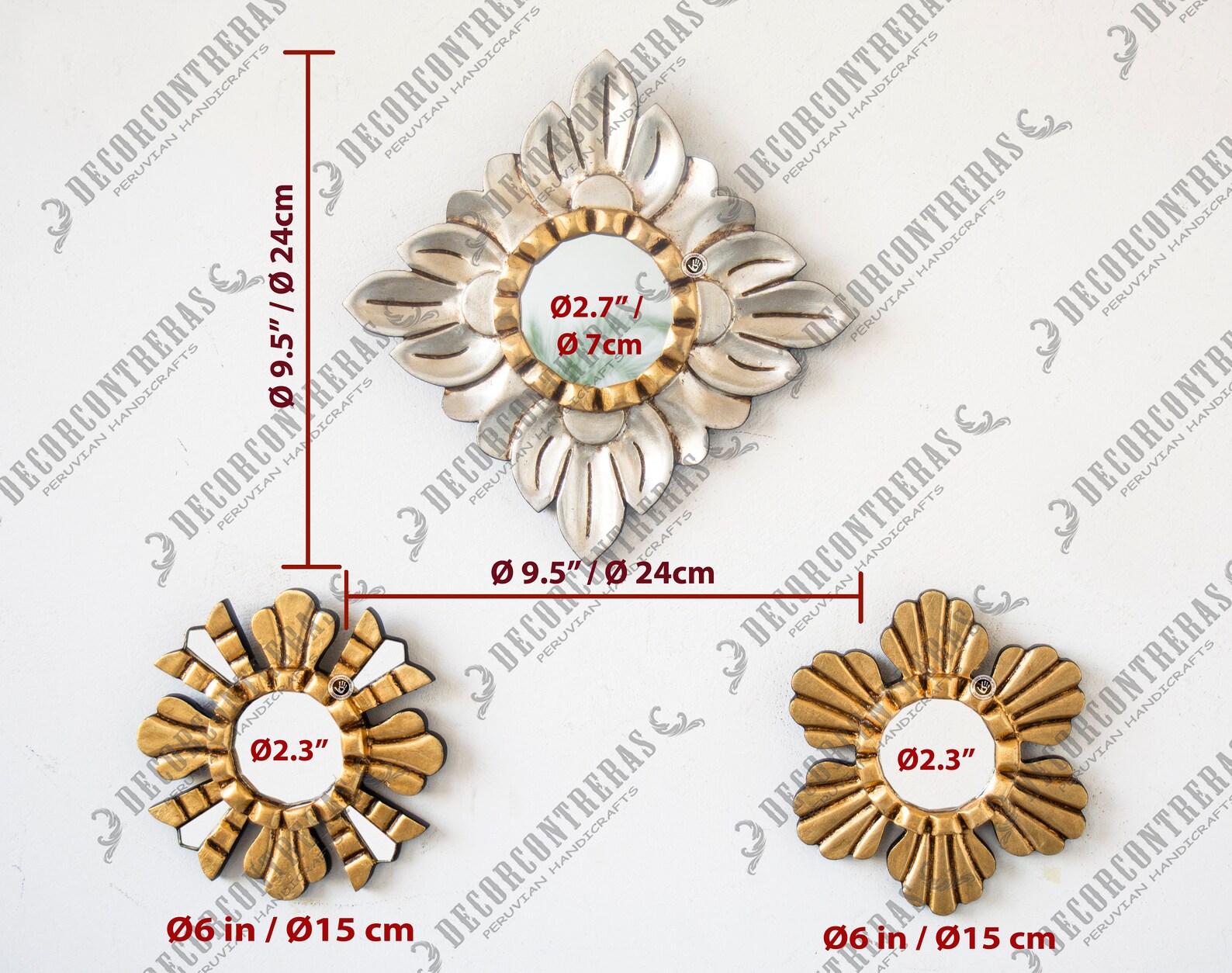 Small Sunburst Mirror Set 3 Starburst Gold & Silver Accent - Etsy