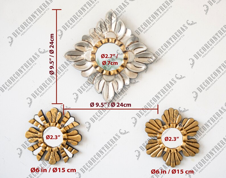 Small Sunburst Mirror Set 3 Starburst Gold & Silver Accent - Etsy