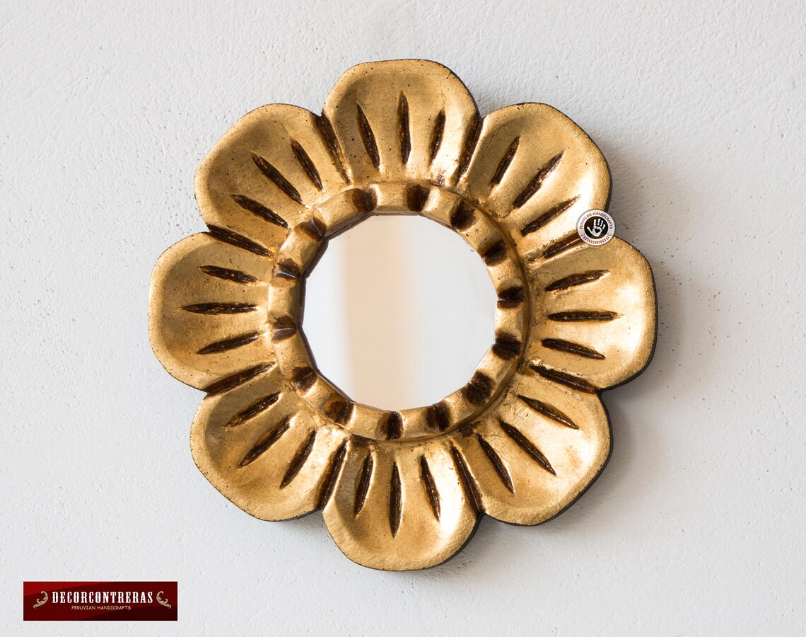 Small Sunburst Mirror set 3 Gold Sun Hand-carved | Etsy